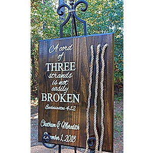 Wood Sign Custom Wedding Gift Personalized Cord Of Three Strands Attached Jute Cords 17 W X 24 T