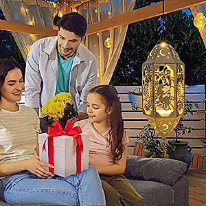 Outdoor Solar Lanterns Waterproof Hanging Garden Decor LED Metal Moon Star Fairy Solar Lanterns Fairy Solar Lights for Table,Patio,Balcony,Yard Decor,Christmas,Party,Birthday Gifts for Mom(White)