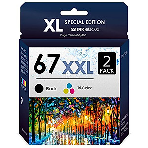 5-Star Compatible Ink Cartridge Replacement for HP 67XL High Yield Ink Cartridges. Work for Envy 6055e 6052 6075 Envy Pro 6455e 6455 6452 6458 DeskJet 4155 2755 Printer. 2 Pack (Black, Tri-Color)