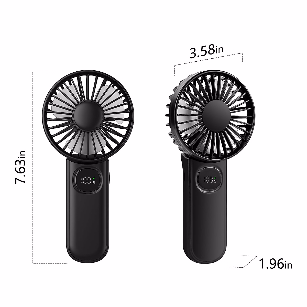 JODNO Portable Handheld Fan 2 Pack, Foldable Mini Hand Fan USB Rechargeable Battery Operated Fan with 5 Speeds Quiet Small Personal Neck Fan Eyelash Fan for Women Men Office Outdoor Travel Camping