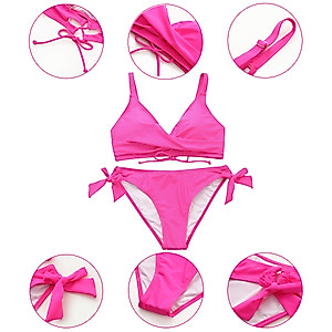 Mooncore Bikini Sets for Women Two Piece Swimsuit Sexy Triangle Bikini Lace Up Bathing Suits Adjustable Straps (Low Waist-Green, S)