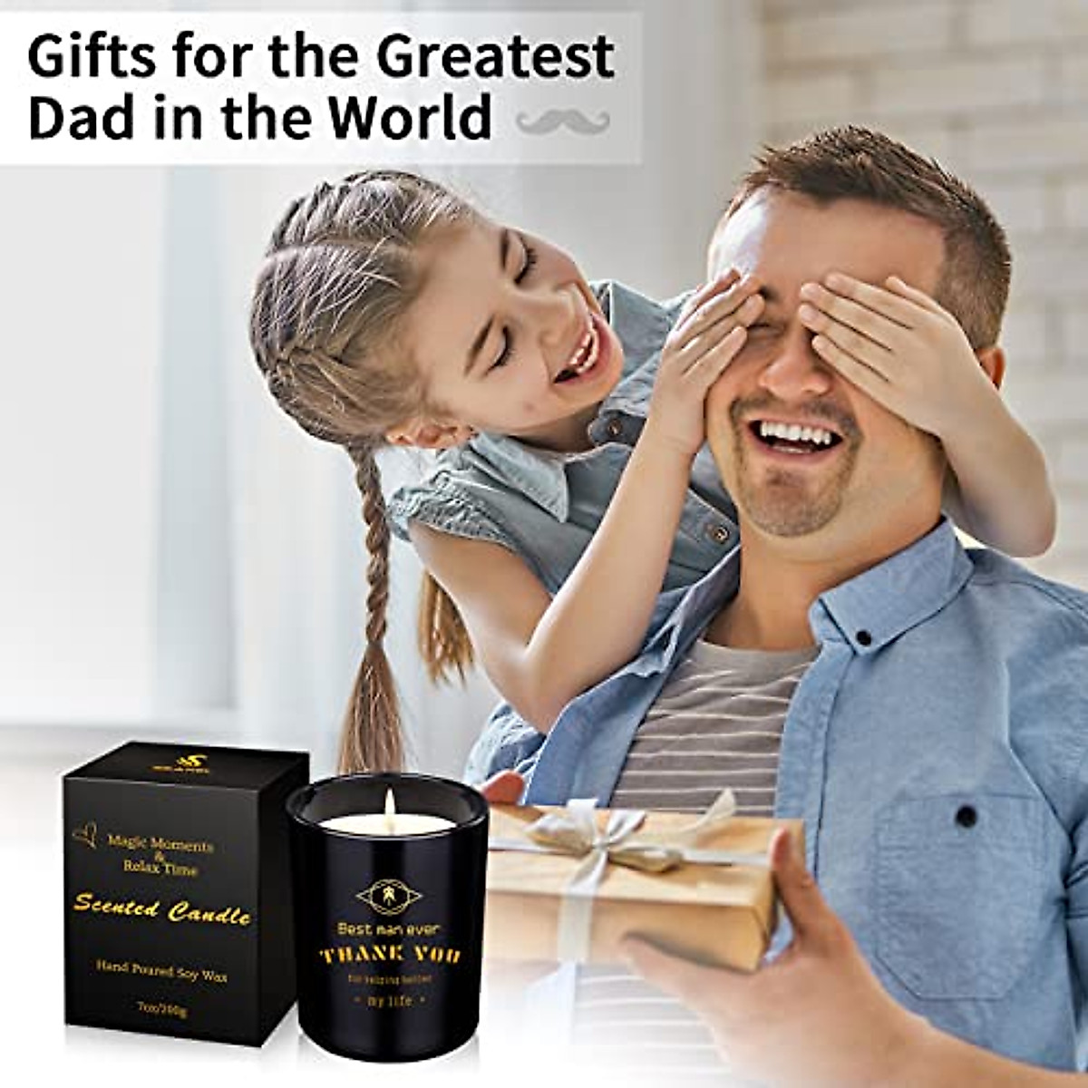 Gifts for Dad from Daughter Son, Unique Fathers Day Birthday Gift Ideas for Husband Men Him, Thanksgiving & Christmas Day Presents for Dad or Man, Lavender Candles Best Dad Ever Gifts (7oz) D