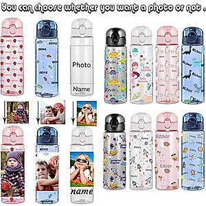 TTRhome Personalized Water Bottle with Names, Custom Clear Plastic Water Bottles for Boys Girls School Sports Gym Travel - 26oz/780ml