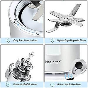 1200W Aluminum 3-Speed Juicer for Shakes and Smoothies, Healnitor Large Size Mixer with Blending and Juicing for Kitchen, Silver