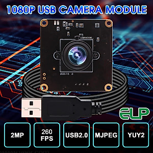 ELP 2MP High Speed USB Camera Module for Computer 1080P Mini UVC USB2.0 Webcam Board CMOS OV4689 Video CCTV Industrial PC Camera for Laptop High Frame 260fps 120fps 60fps Lightburn Camera