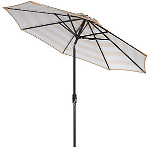 Safavieh PAT8004D Outdoor Collection Iris Fashion Line Auto Tilt Umbrella, 9', Grey/Off White