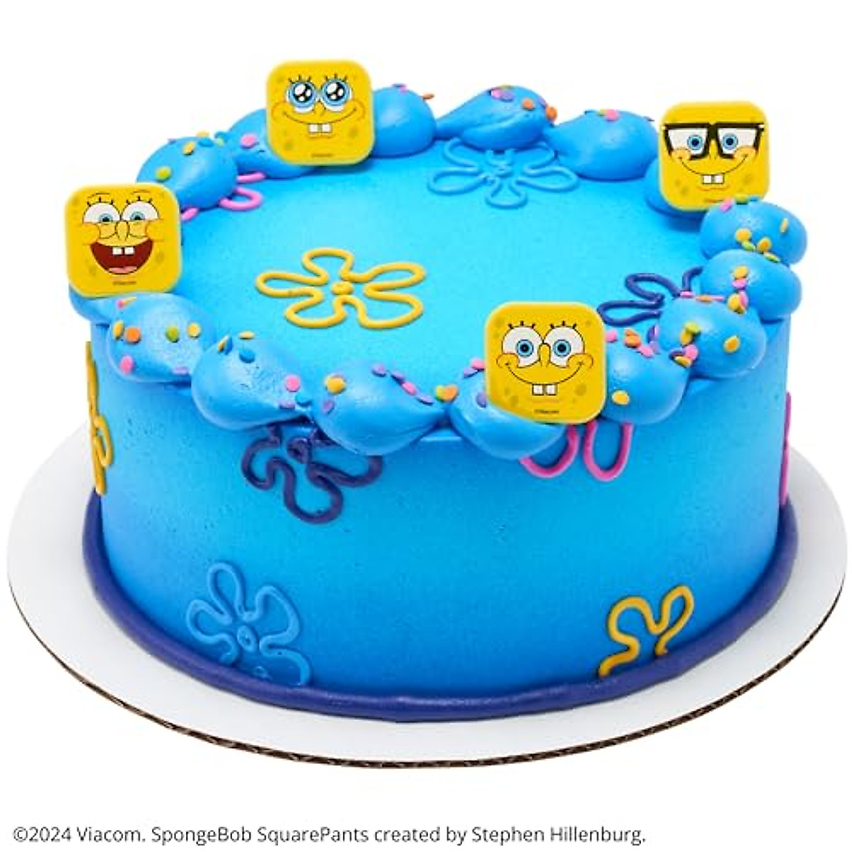 DecoPac SpongeBob SquarePants™ Mood Faces Rings, SpongeBob Cupcake Decorations Featuring SpongeBob SquarePants, Yellow - 24 Pack