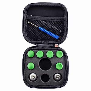 eXtremeRate 8 in 1 Metal Magnetic Thumbsticks Analogue Joysticks T8H Cross Screwdrivers with Storage Case for Xbox One S X Elite for PS4 Slim Pro Controller Green