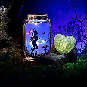 ANGMLN Solar Fairy Lantern for Garden Decorations- 2 Pack Outdoor Fairies Night Lights Gifts Hanging Lamp Frosted Glass Jar with Stake for Home Yard Garden Patio Lawn Party Decor Mother's Day Gifts