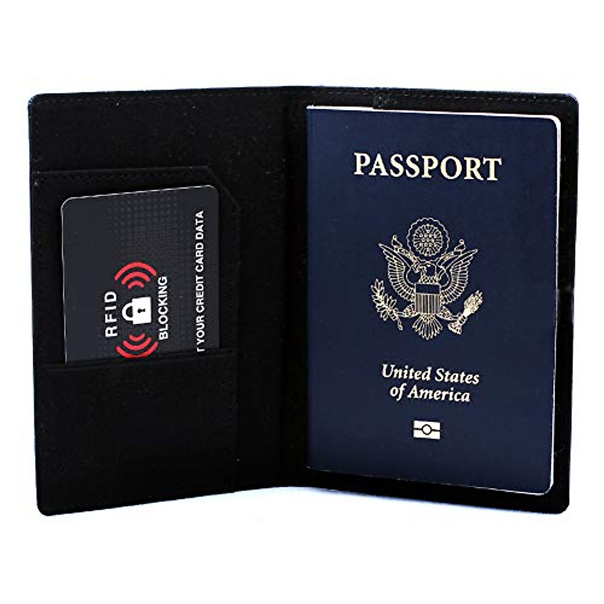 Sotania - Swiss Leather Passport and Credit Card Holder Case RFID Blocking Cover Travel Document Organizer Wallet Gift for Men, Women (Grey)