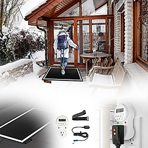 VEVOR Snow 30 x 48 inch, 3 in/h Melting Speed, Heated Outdoor Mats for Winter Entrances, No-Slip Rubber w/Plug, Power Cord, Outlet Timer, Reflective Strip, Velcro, Ground Stake, Black