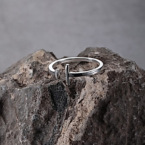 STJERNES 3Pcs 925 Sterling Silver Dainty Ring High Polished Stackable Adjustable Ring Eternity Bands Minimalist Jewelry