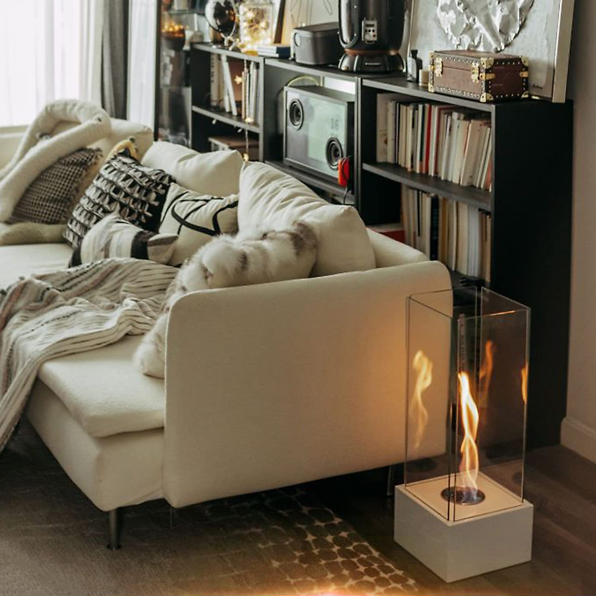 Exception Portable Garden Backyard Patio Fire Pit, Standing Desktop Fire Bowl, Nordic Style Bio Ethanol Decorative Fireplace, Ideal for Indoor Outdoor