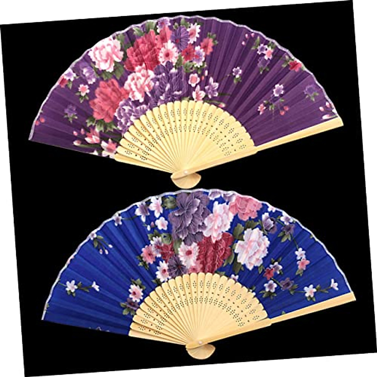 MUSISALY 2pcs Silk Folding Chinese Silk Fans Hand Folding Fans Chinese Hand Fan chinese fan Chinese Folding Fans Japanese Hand Fan collapsible fan hand fans bamboo ancient fan men and women