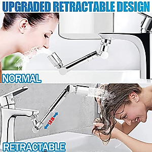 Faucet Extender, 1440 Rotating Faucet Extender for Bathroom Sink, Universal 1080 Degree Rotatable Faucet Aerator, Multifunctional Swivel Faucet Attachment With 2 Water Outlet Modes (Retractable)