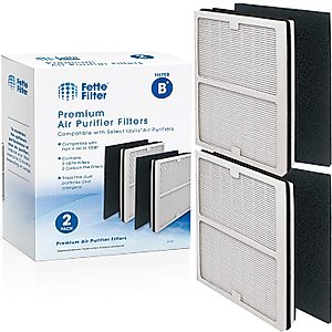 Fette Filter - 2PK Air Purifier Filter with Carbon Prefilter Compatible with Idylis B Models: AC-2125, AC-2126, IAP-10-125, IAPC-40-140, IAP-10-150, IAP-10-050, Compare to Part # IAF-H-100B Pack of 2