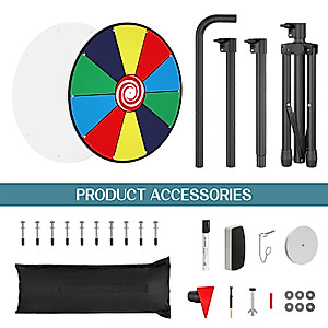 XvmeiMym 16 inches Spinning Prize Wheel, 10 Slots Floor Spinner - Tabletop Heavy Duty Adjustable Height Roulette Wheel for Carnival, Trade Show, Win Fortune Spin Games