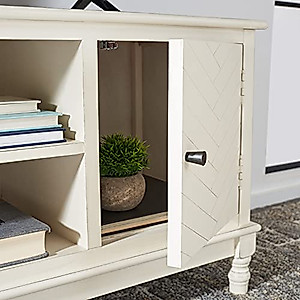 SAFAVIEH Home Collection Magnolia Distressed White 2-Door 2-Shelf Media Stand (up to 55-inch Flat Screen TV)