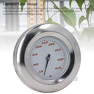 Grill Thermometer, 3 Inch Stainless Steel Kitchen BBQ Smoker Thermometer Gauge, 50 to 450℃ Integrated Design for Commercial and Residential Use