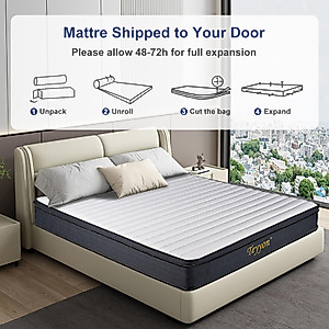 Teyyon Queen Size Mattress 12 Inch Hybrid Mattress with Memory Foam & Pocket Springs, Ergonomic Design for Pressure Relief,Medium Firm Feel, Motion Isolation, Edge Support, Ships Compressed