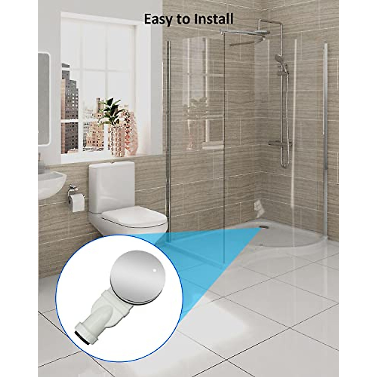 Low Profile Shower Drain Chrome Plated ABS Shower Tray Siphon Slim Drain 90mm 32 L/min Water Flow, Low Profile p Trap Side Drain