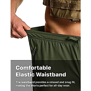 CQR Men's 7 Inches Sports Training Shorts, Lightweight Quick Dry Athletic Shorts, Running Workout Hiking Shorts with Pockets, Tahoe Shorts Olive, X-Large