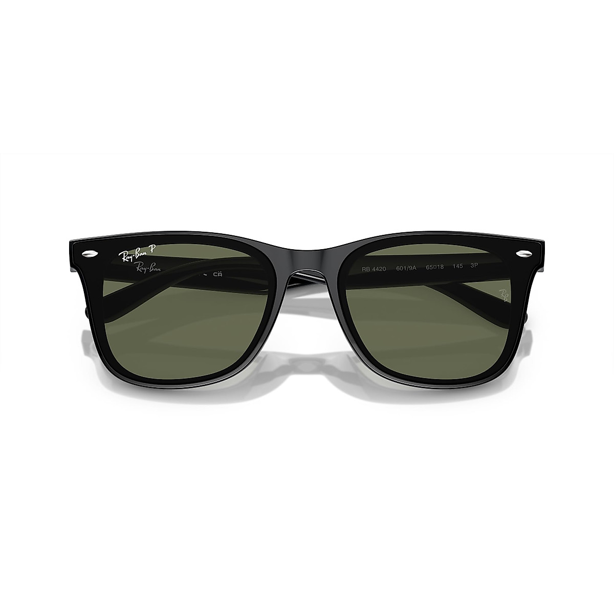 Ray-Ban RB4420 Square Sunglasses, Black/Dark Green Polarized, 65 mm