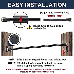 Shower curtain rod，Black shower curtain rods No Drilling Expandable Spring Loaded Curtain Tension Rod Adjustable 43 to 73 inch doesn't rust