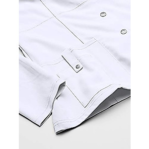 Dickies Xtreme Stretch Women Warm Up Scrubs Jacket Snap Front 82310, L, White