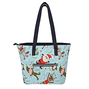 Christmas Characters Women's Tote Bag PU Leather Shoulder Bag Handbags Purse For Work Shopping Travel