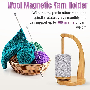 Yarn Spinner,Yarn Ball Holder, Yarn Holder for Crocheting,Wooden Yarn Spinner for Crocheting with Magnetic Metal Twirling Mechanism and Anti - Slip Pads Crochet Gift for Knitting Lovers,1 Spindle