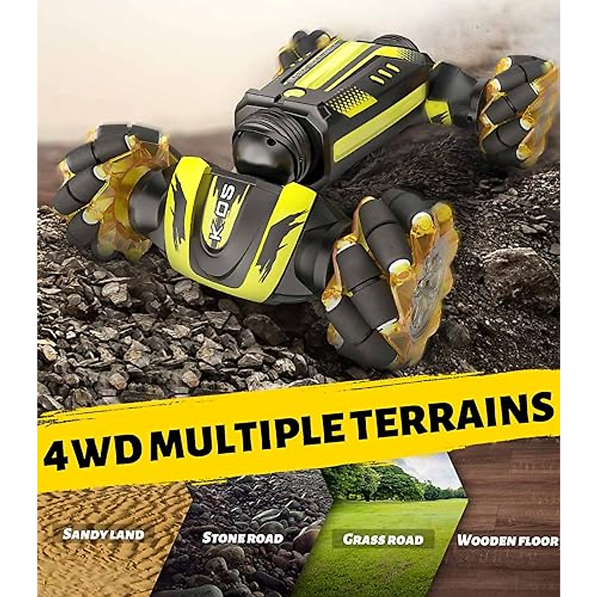 DODOELEPHANT Gesture Sensing RC Stunt Car, 1:12 Large Drifting Remote Control Car with Watch Hand Controlled, 4WD 12.5MPH Fast On/Off Road RC Cars Toys for Boys Adults Kids