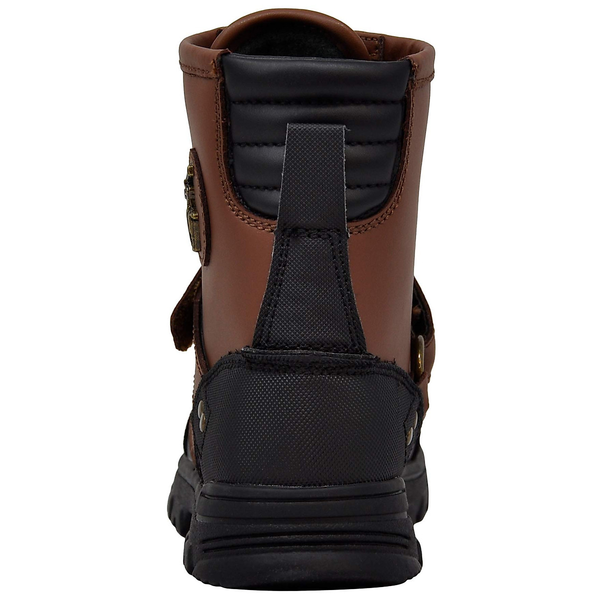 POLO RALPH LAUREN Boys Conquered Hi Boot, Chocolate/Tan Leather, 9 Toddler