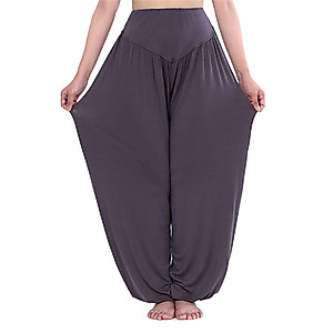 HOEREV Super Soft Modal Spandex Harem Yoga/Pilates Pants Black, Medium