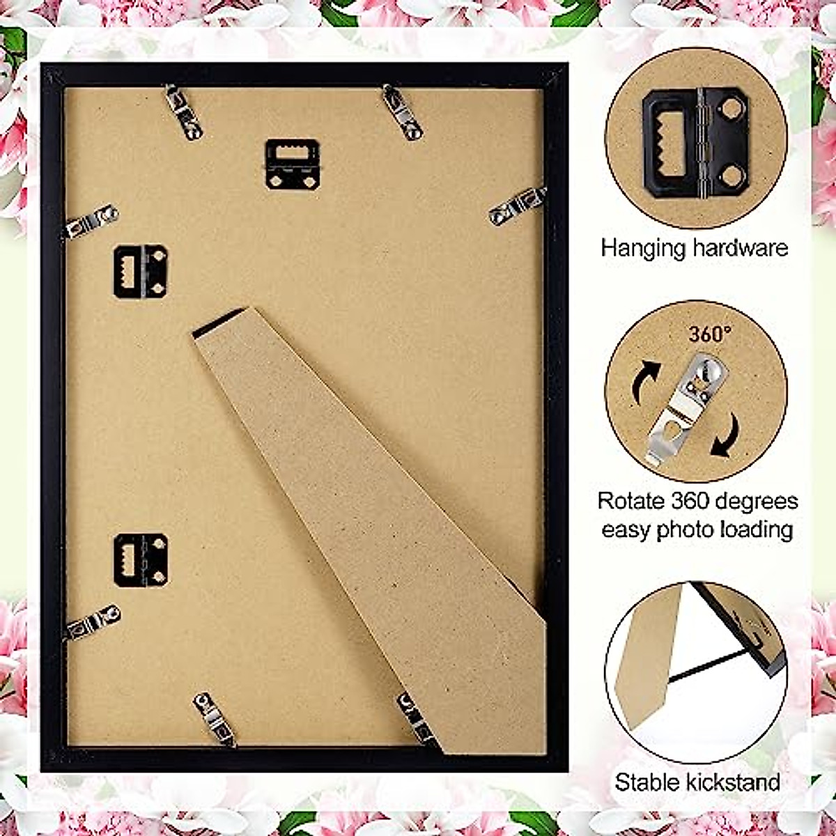 2 Pack 14 x 14 Inch Wedding Signature Picture Frame Displays 5x7 Photo with 2 Pcs Signature Pen for Wedding, Celebrations and Graduation, Black Wood Frame for Wall Hanging (11 x 14 Inch)