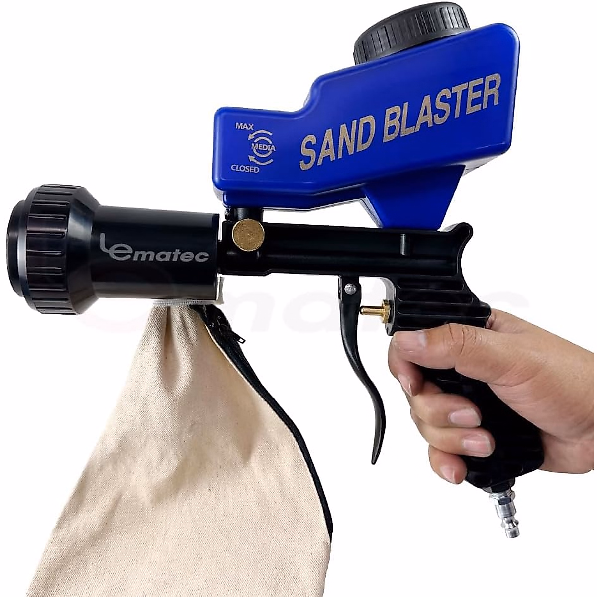 LE LEMATEC Sand Blaster Recycling Attachment Kit for Dustless Sandblasting, Includes Recycling Hood, Steel Nozzle and Storage Bag for All LE LEMATEC Sandblaster Models (AS118-9-1S)