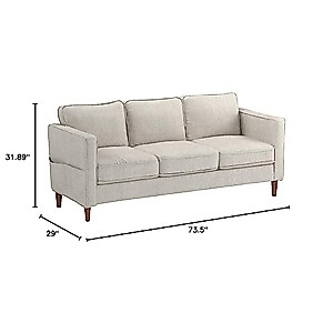 Mellow HANA Modern Linen Fabric Loveseat/Sofa/Couch with Armrest Pockets, Sand Grey