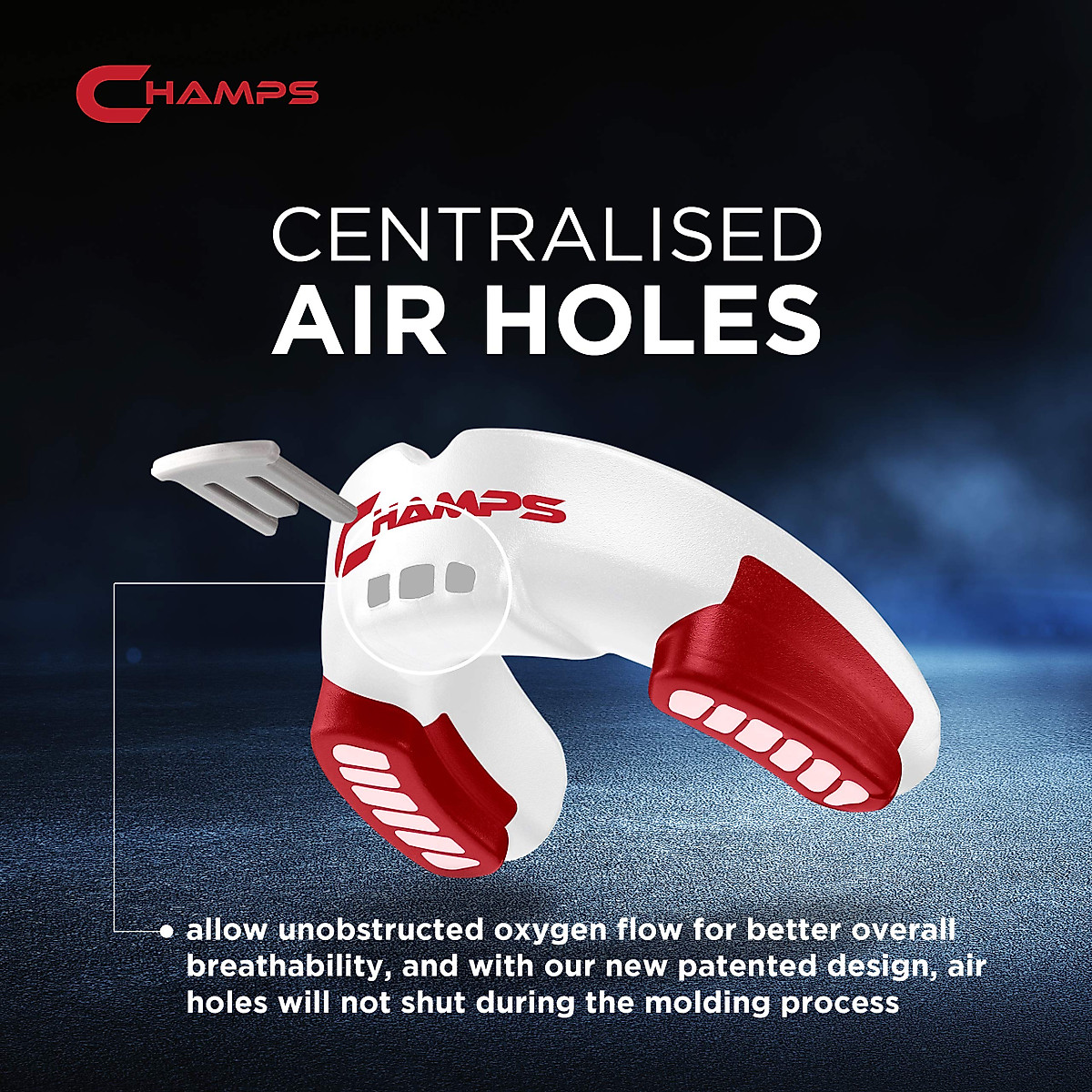 Champs Breathable Mouthguard for Boxing, Jiu Jitsu, MMA, Muay Thai, Sports, and Wrestling. Easy Fit Boxing Mouthguard Super Tough MMA Mouthguard. Combat Sports Mouthpiece (White, Ages 10 and above)