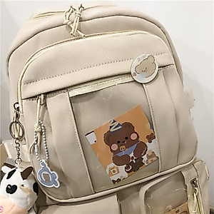 GGOOB Kawaii Backpack with Pins School Cute Aesthetic for (Black,With Accessories)