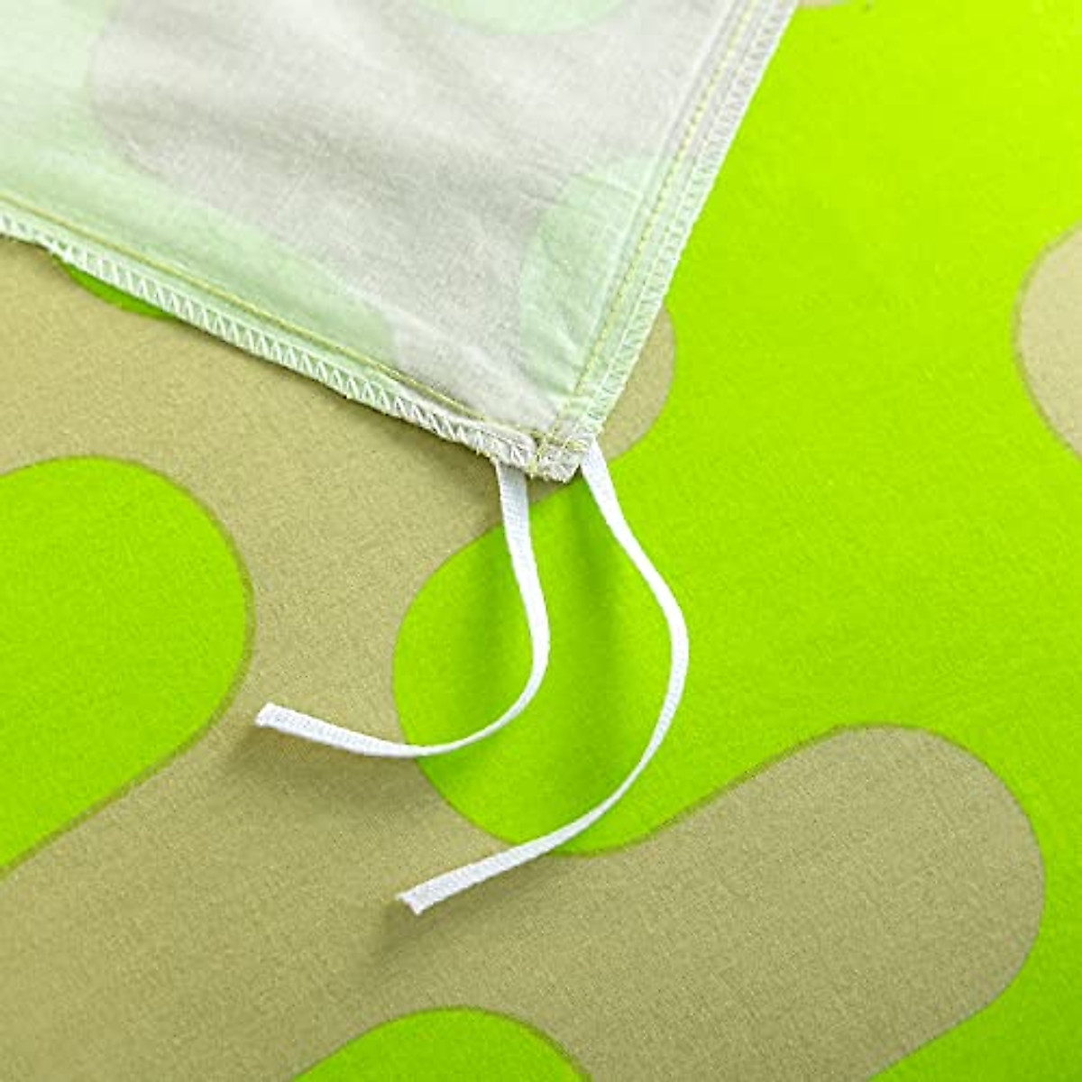 YuHeGuoJi Green Duvet Cover Queen 100% Cotton Striped Duvet Cover 3 Pcs Set 1 Fluorescent Green Geometric Duvet Cover with Zipper Ties 2 Pillowcases Modern Farmhouse Abstract Beige Bedding