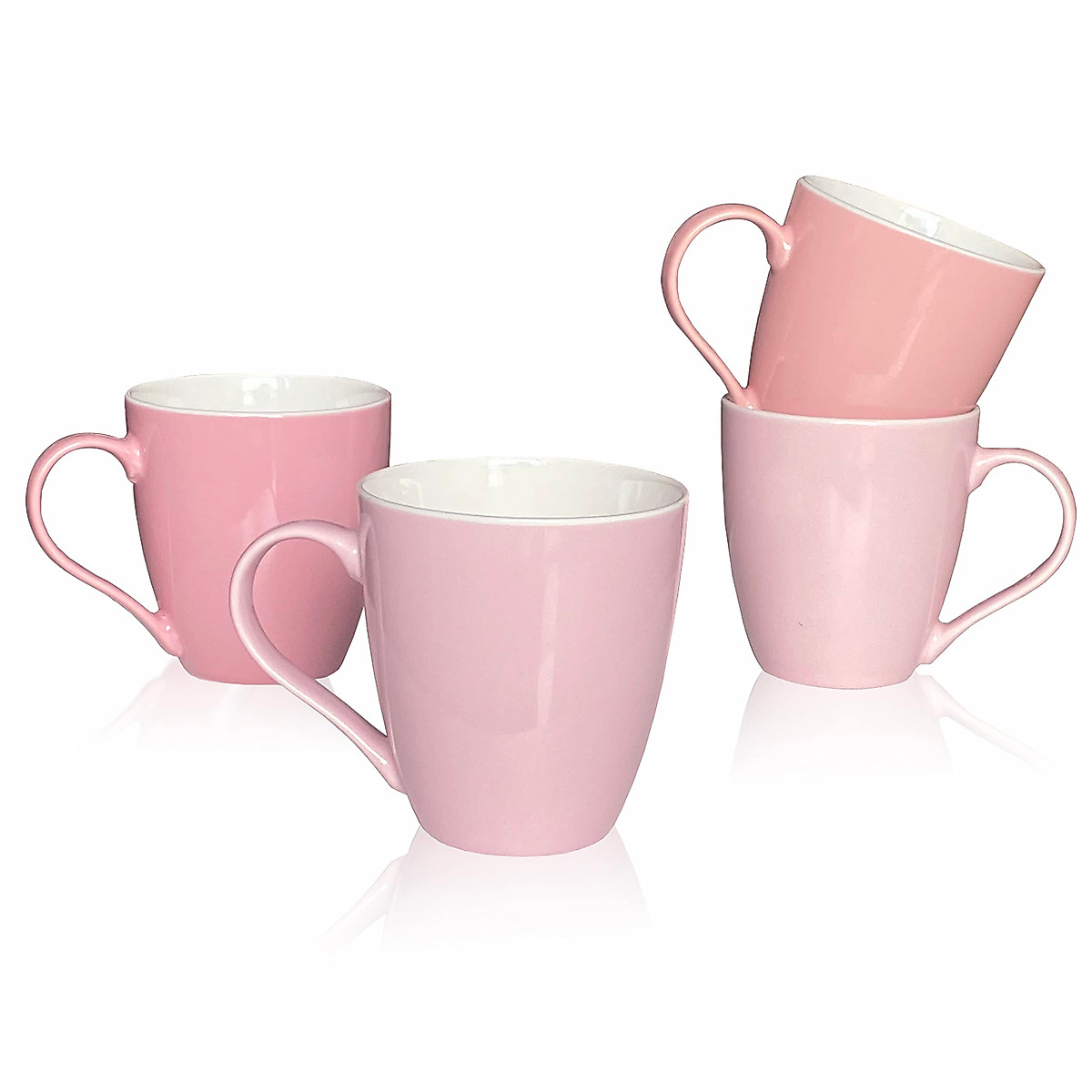 MIWARE 18 Ounce Porcelain Mugs, Set of 4, Coffee, Tea and Cocoa Mug Set, Different Shades of Pink
