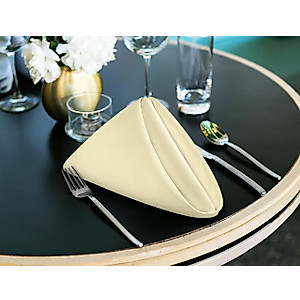 Utopia Home [24 Pack, Ivory] Cloth Napkins 17x17 Inches, 100% Polyester Dinner Napkins with Hemmed Edges, Washable Napkins Ideal for Parties, Weddings and Dinners