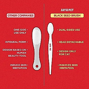 JAYU PET Black Seed Brush - Cat Acne Chin Treatment, Cat Acne Brush, Silicone Brush for Cats Chin Acne & Blackhead Exfoliation, Double-sided Cat Grooming Brush (1PCS)