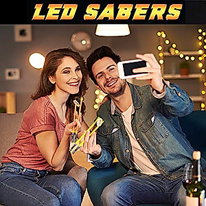 LIGHTSABER CHOPSTICKS LIGHT UP STAR WARS LED Glowing Light Saber Chop Sticks REUSABLE Sushi Lightup Sabers - Removable Handle Dishwasher Safe - Premium GIFT BOX & CARRY CASE Included - YELLOW 1 PAIR