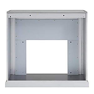 SEI Furniture Trandling Mirrored & Faux Electric Fireplace, Antique Silver/White Marble (AMZ9537201EF)