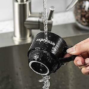 LYEOBOH Espresso Cups with Saucer Set, Porcelain Coffee Mugs Set and Metal Stand, 4 OZ Stackable Demitasse Cup for Latte, Cafe Mocha, Tea Cups, Set of 6, Silver