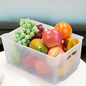 Pekky Pantry Freezer Organizer Bins Stackable Storage Box, 6 Packs, Frosted Transparent