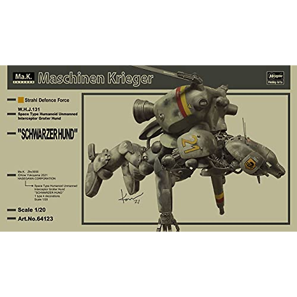 Hasegawa - 1:20 Space Type Humanoid Unmanned Interceptor Großer Hund Schwarzer Hund