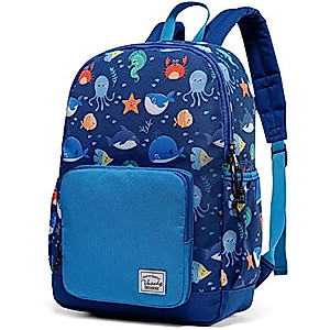 VASCHY Kids backpacks, Cute Lightweight Water Resistant Preschool Backpack for Boys and Girls Ocean Animals