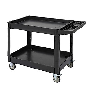 Service Cart 2-Shelf, Storage Handle, 500 lbs Capacity, for Warehouse/Garage/Cleaning/Manufacturing，45"X25" Gray